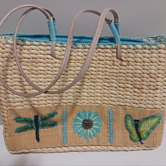 not sure | Bags | Vintage Corn Husk Blue And Yellow Basket Bag 0 Corn ...